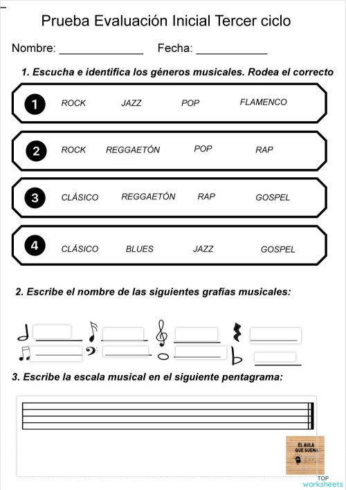 EVALUACIÓN INICIAL TERCER CICLO. Ficha interactiva | TopWorksheets
