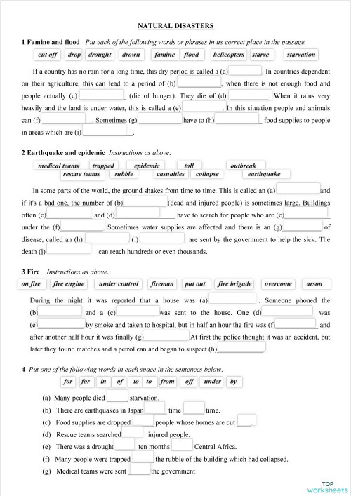 F2 Mod 8 Natural disasters. Interactive worksheet | TopWorksheets