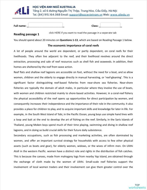 IELTS Practice_Reading Test 9. Interactive worksheet | TopWorksheets