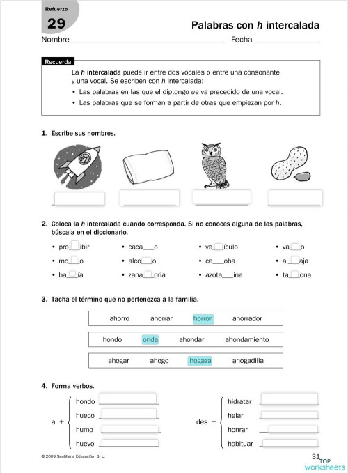 Palabras con CC. Ficha interactiva | TopWorksheets