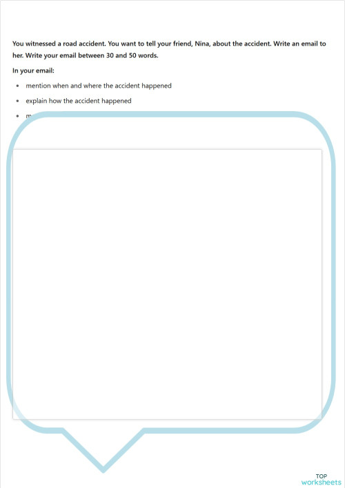 Year 6 - Unit 1 - Writing Task - An Accident. Interactive worksheet ...