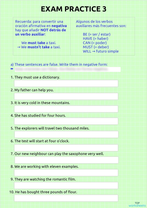 exam practice - basic - 3. Interactive worksheet | TopWorksheets