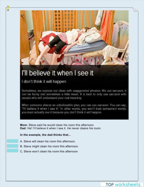 Idioms. Interactive worksheet | TopWorksheets