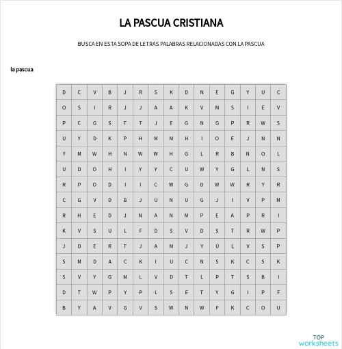 LA PASCUA CRISTIANA. Ficha interactiva | TopWorksheets