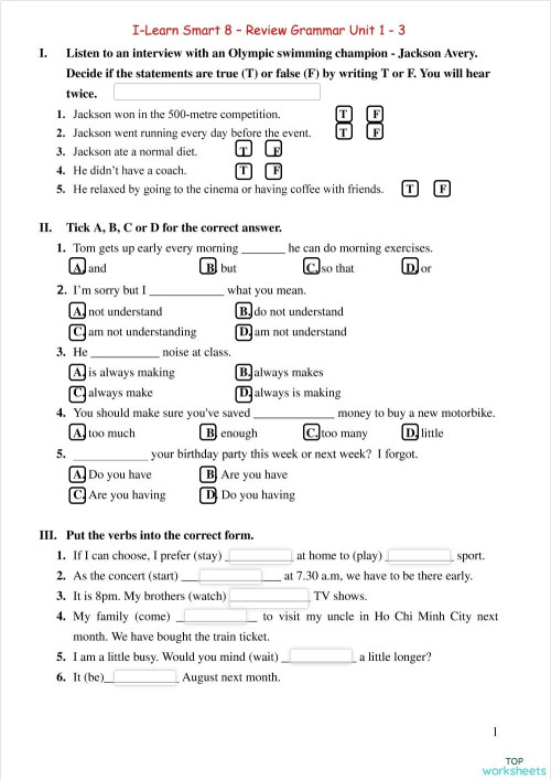 GS4. Unit 15. My family's weekends. Interactive worksheet | TopWorksheets