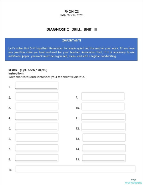 III Phonics DD 6th. Interactive worksheet | TopWorksheets
