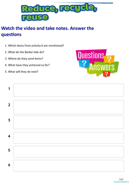 reduce reuse recycle. Interactive worksheet | TopWorksheets