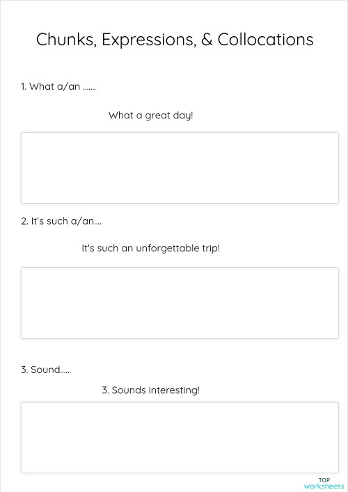 Chunks, Expressions, & Collocations - Year 4. Interactive worksheet ...