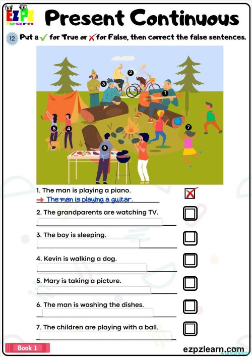 true or false - Present continuous. Interactive worksheet | TopWorksheets