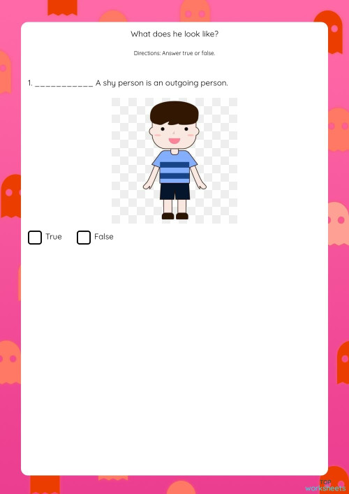 What does he look like?. Interactive worksheet | TopWorksheets