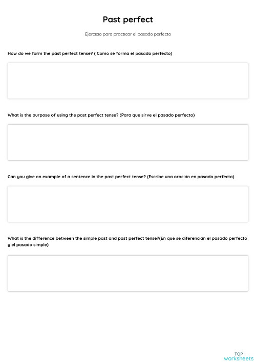 Past perfect. Ficha interactiva | TopWorksheets