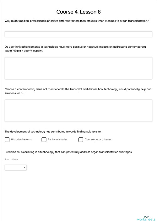 Course 4: Lesson 8. Interactive worksheet | TopWorksheets