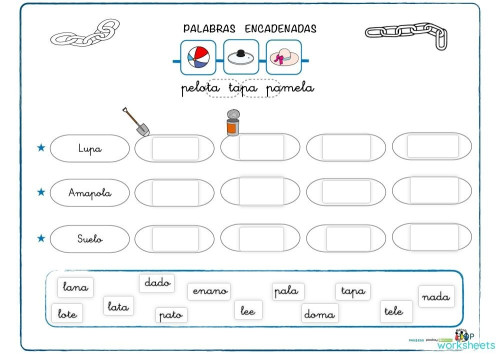 02 Palabras encadenadas. Ficha interactiva | TopWorksheets