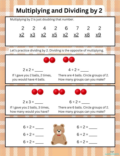 Multiplying and Dividing by 2. Interactive worksheet | TopWorksheets