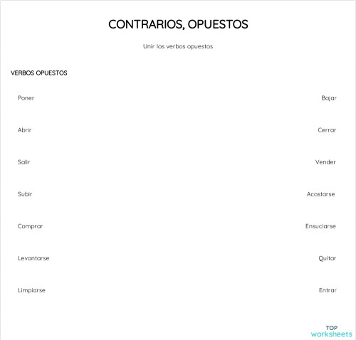 CONTRARIOS, OPUESTOS. Ficha interactiva | TopWorksheets
