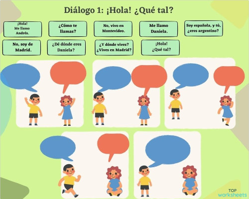 Completa el diálogo 2. Ficha interactiva | TopWorksheets