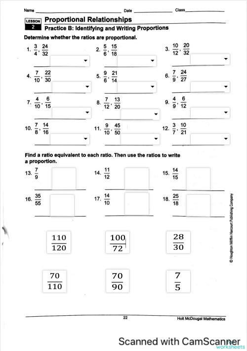 Lesson 4.2 Identifying and Writing Proportions (7th). Interactive ...