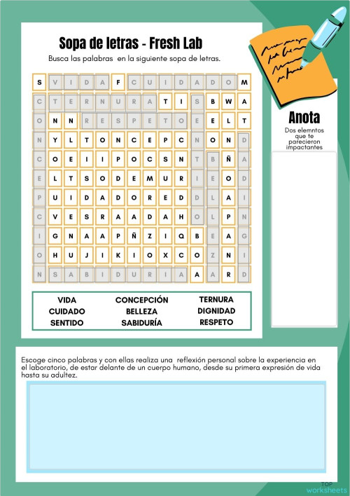 TRABAJO DEL FRESH LAB. Ficha interactiva | TopWorksheets