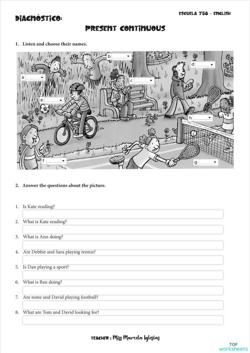 Diagnostico - Present Continuous Aff. Interactive worksheet | TopWorksheets
