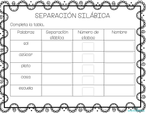 División silábica. Ficha interactiva | TopWorksheets