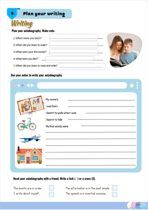 III trim 7.9 Writing Biography. Interactive worksheet | TopWorksheets