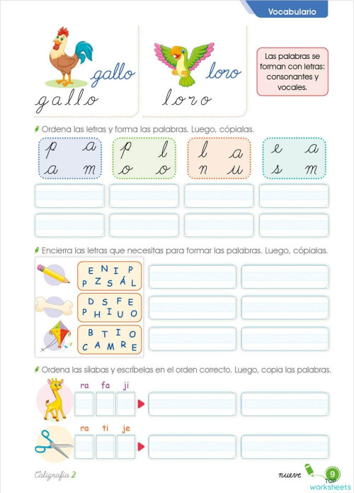 Vocabulario: fichas interactivas y ejercicios online | TopWorksheets