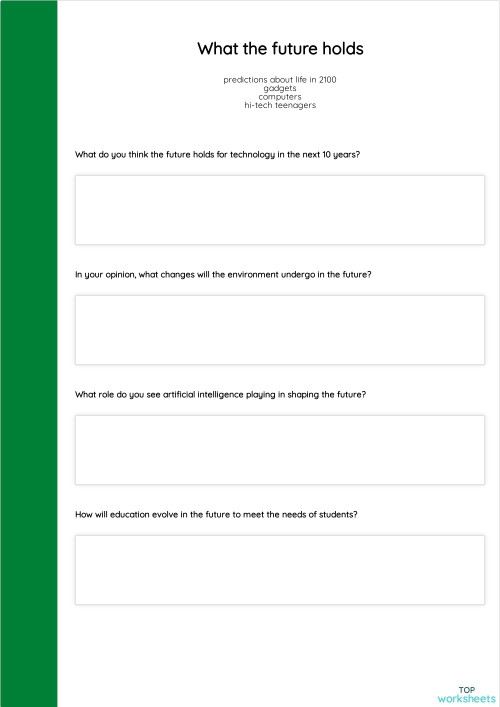What the future holds. Interactive worksheet | TopWorksheets