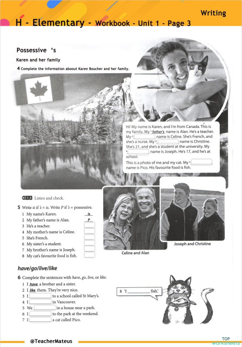 2 - Elementary Workbook - Unit 1 - Page 3 - Writing - TM0313. Interactive worksheet | TopWorksheets