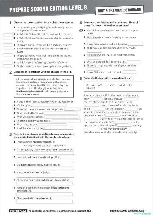 Unit 9 Grammar. Interactive worksheet | TopWorksheets