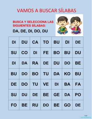Búsqueda de sílabas. Ficha interactiva | TopWorksheets