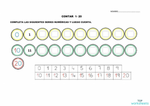Ejercicio de conteo e identificación: Números del 1 al 20. Ficha ...