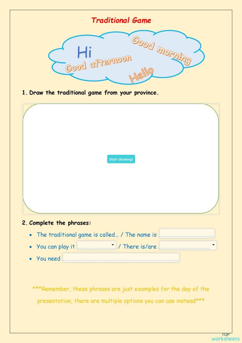 Traditional Game. Interactive worksheet | TopWorksheets