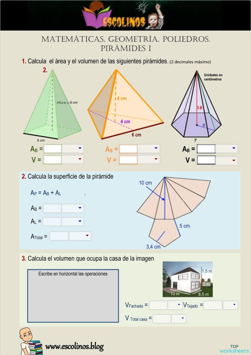 Matemáticas. Geometría. Poliedros. Pirámides I. Ficha interactiva ...