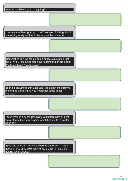 Chat with a friend. Interactive worksheet | TopWorksheets