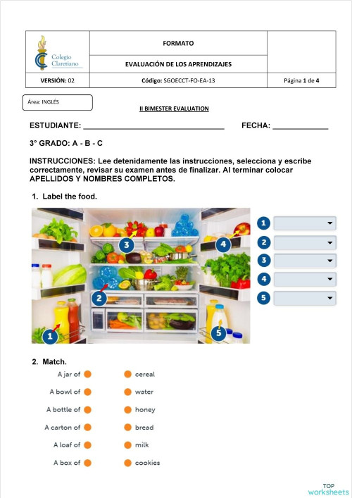 4th grade evaluation - II bimester. Interactive worksheet | TopWorksheets