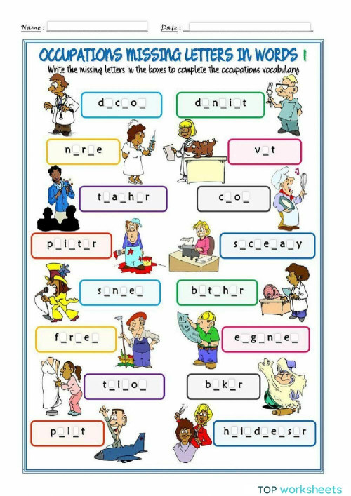 Jobs. Interactive worksheet | TopWorksheets