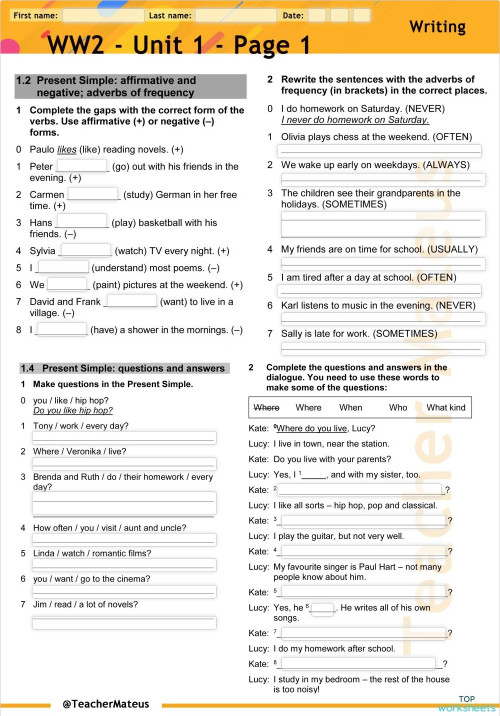 Writing: interactive worksheets and online exercises | TopWorksheets