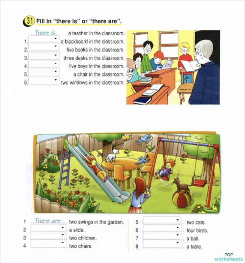 Choose there is or there are. Interactive worksheet | TopWorksheets