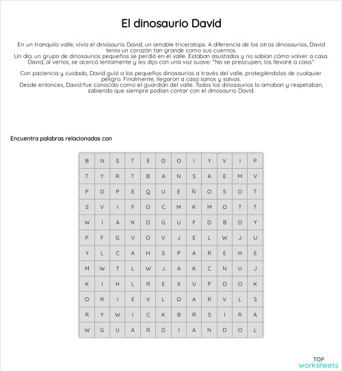 El dinosaurio David. Ficha interactiva | TopWorksheets