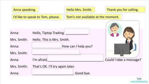Telephone Dialogues. Interactive worksheet | TopWorksheets