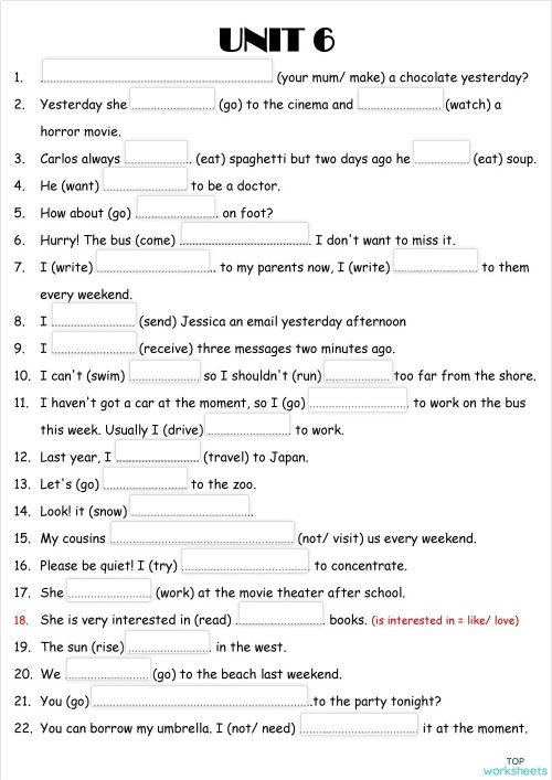 GRADE 6 - UNIT 6. Interactive worksheet | TopWorksheets