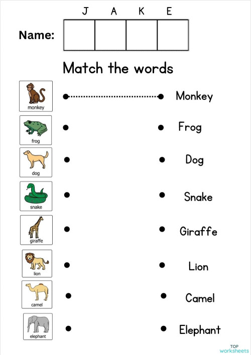 Dear Zoo Matching Animals. Interactive worksheet | TopWorksheets