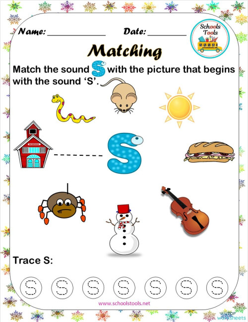 Match the Letter with the Beginning Sound Pictures S-Z. Interactive ...