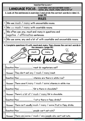 Rules of countable and uncountable nouns. Interactive worksheet ...