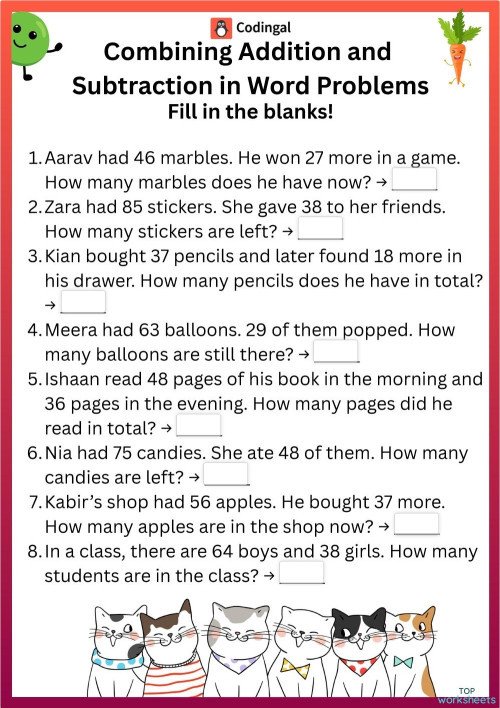 M_G01M08L31_WA02_Combining_Addition_and_Subtraction_in_Word_Problems_4. Interactive worksheet ...