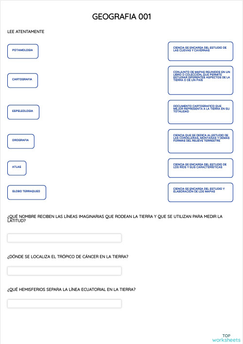 GEOGRAFIA 001. Ficha interactiva | TopWorksheets