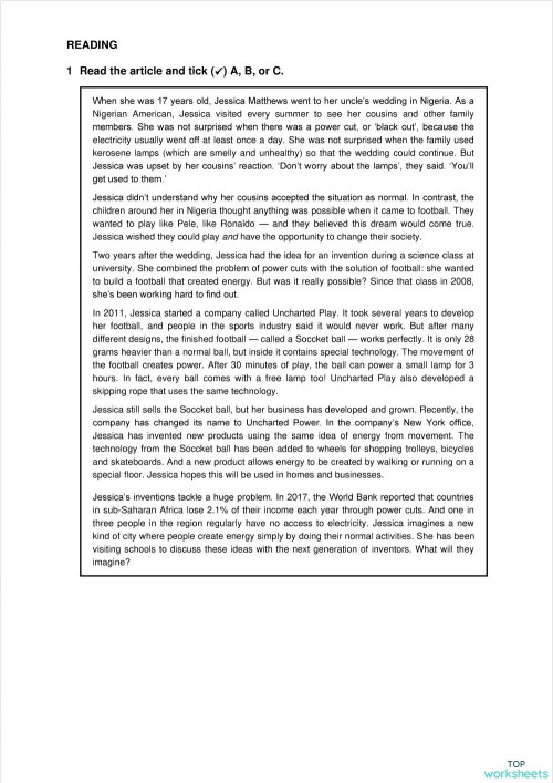 READING ACTIVITY - Verb to be. Ficha interactiva | TopWorksheets