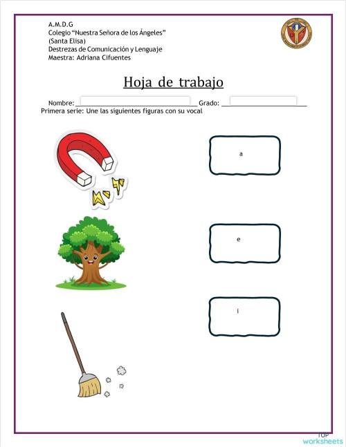 Aprende y juega con las vocales. Ficha interactiva | TopWorksheets