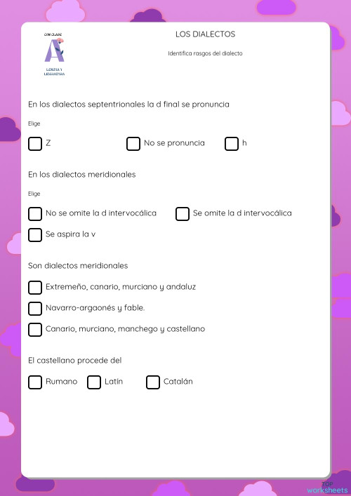 LOS DIALECTOS. Ficha interactiva | TopWorksheets