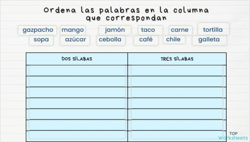 Cuenta las sílabas y ordena las palabras. Maestra Magaly. Ficha ...